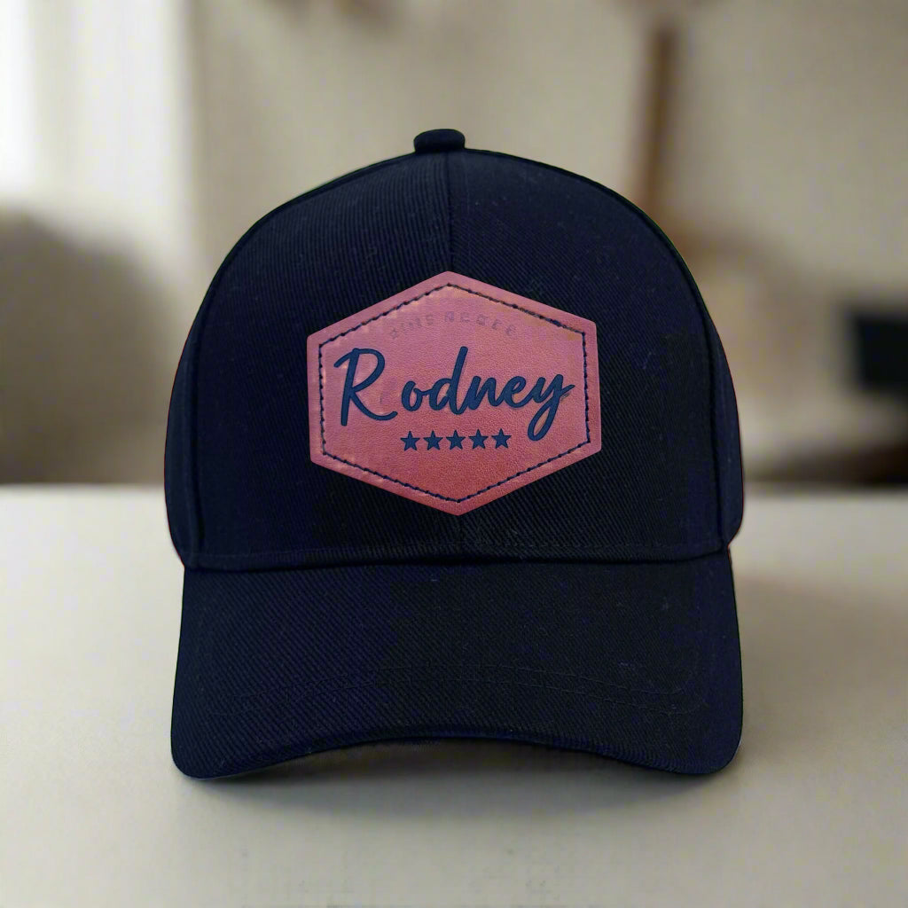 Custom Engraved Cap for Dad – Personalised Leather Patch Hat ...